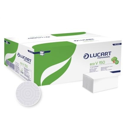 Paper towels sheet Lucart Eco V 150, V folded hand towels. 2