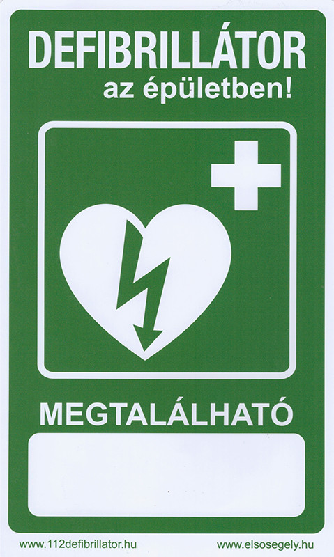 Defibrillator indicator sticker with the inscription "D