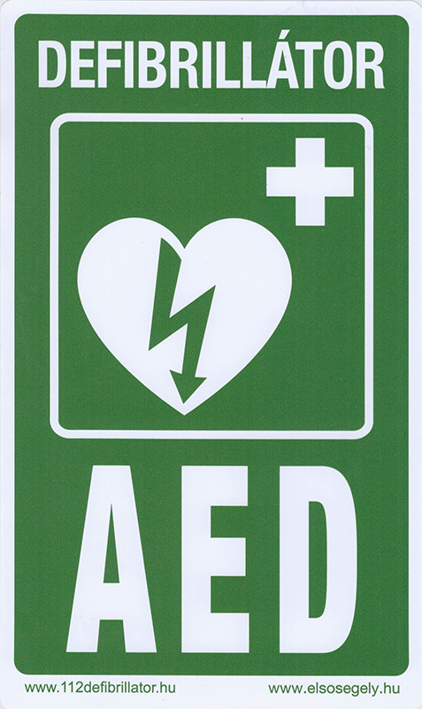 Defibrillator indicator sticker with the inscription "D